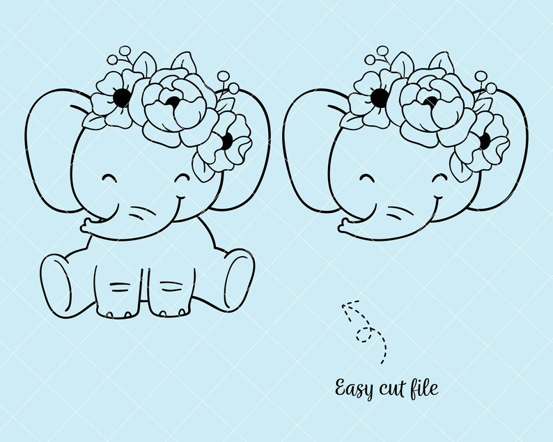 Floral Elephant Svg Flower Crown Svg Elephant Svg Cut File Animal Face ...