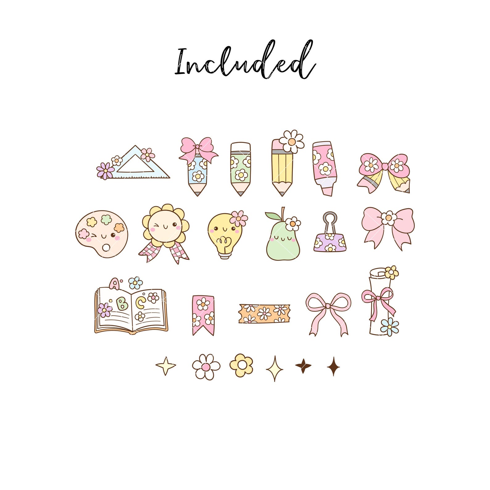Flower School Clipart Pastel Spring Png School Supplies Png Teacher ...