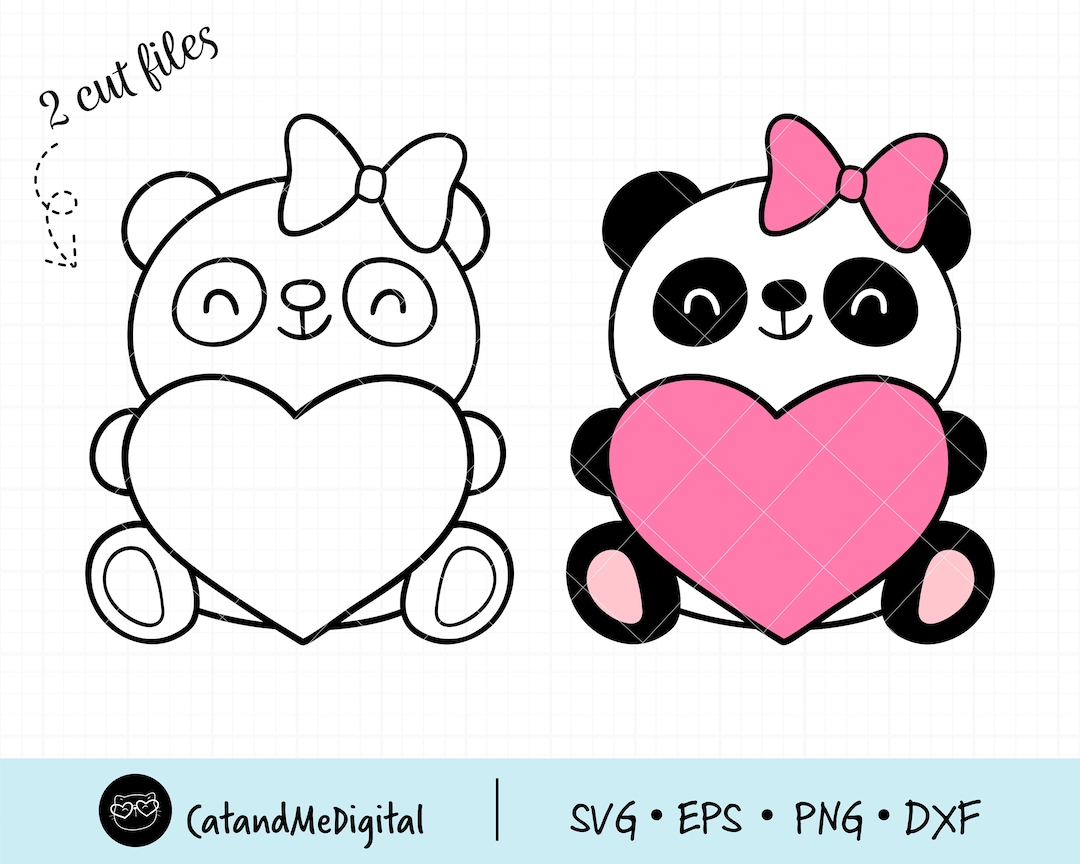 Valentine Panda Girl Svg Baby Panda Svg Panda Clipart Bear Svg ...
