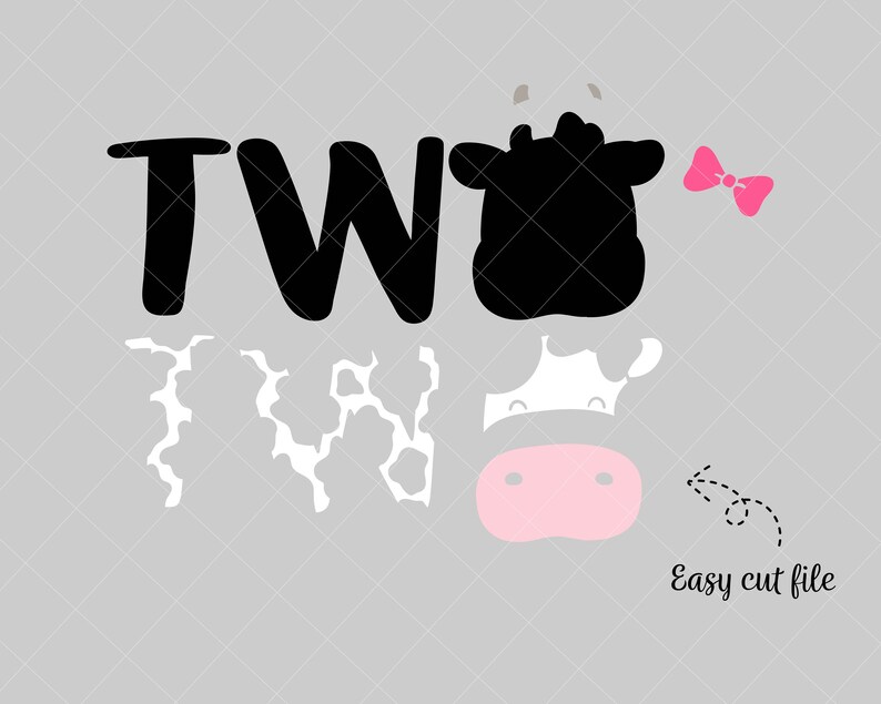 Cow Two Birthday Svg Cow Two Svg Birthday Girl Clipart Kid Cow Svg 2nd ...