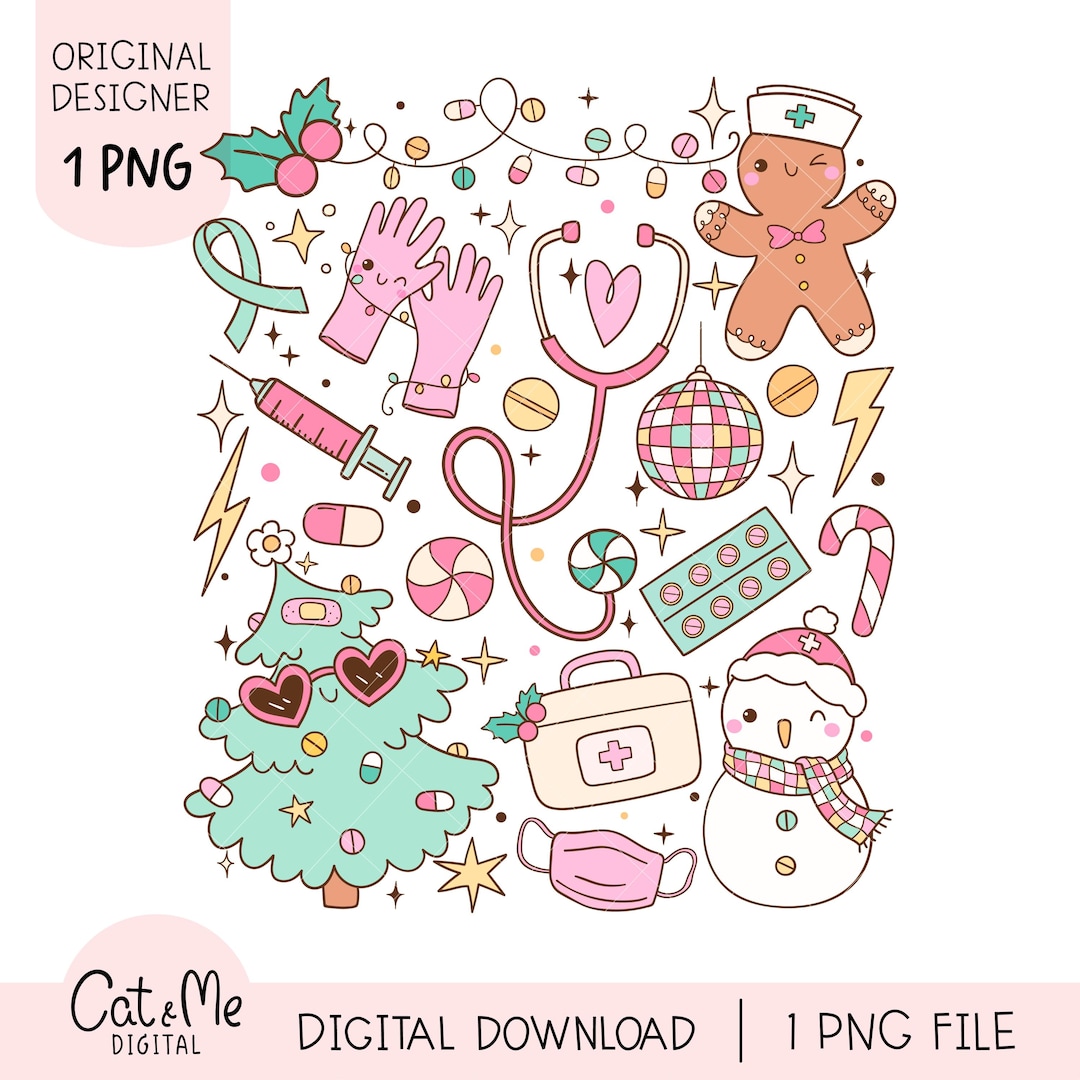 Christmas Nurse Life Png Doodle Christmas Winter Png Groovy Retro Nurse ...