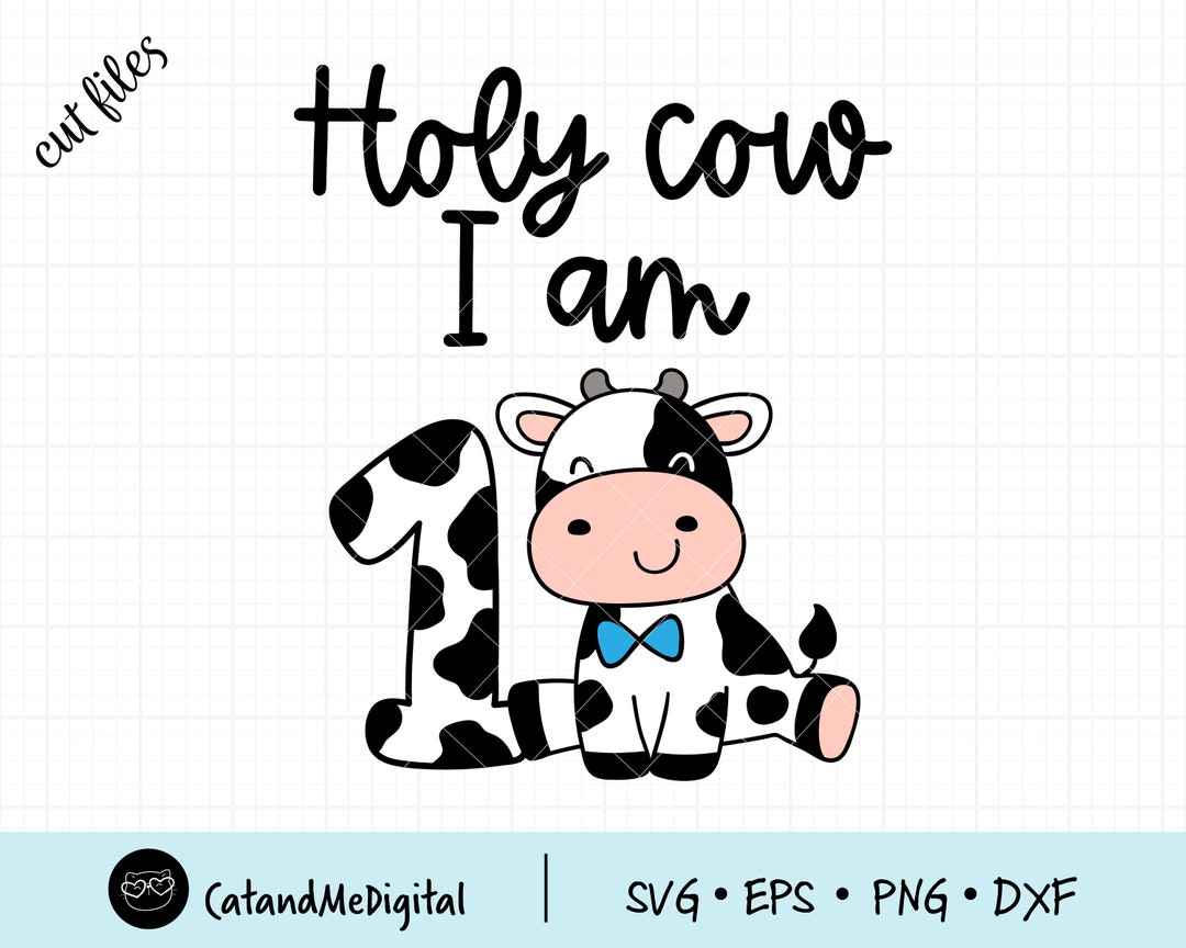 Holy Cow I Am One Svg 1st Birthday Svg Cow Print Svg Boy Frist Birthday ...