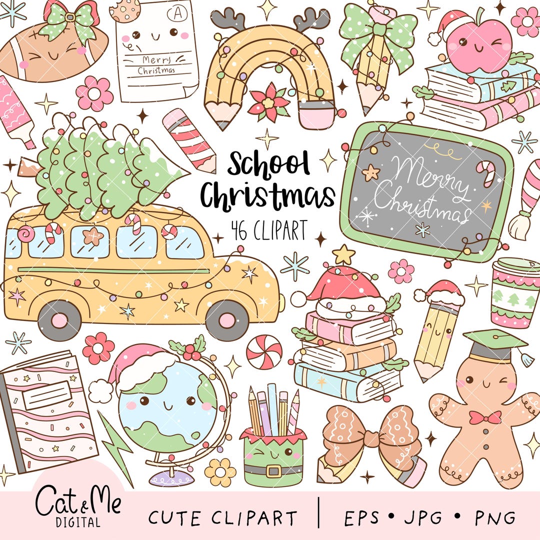 School Christmas Clipart, Education Clipart, Teacher Christmas Png ...
