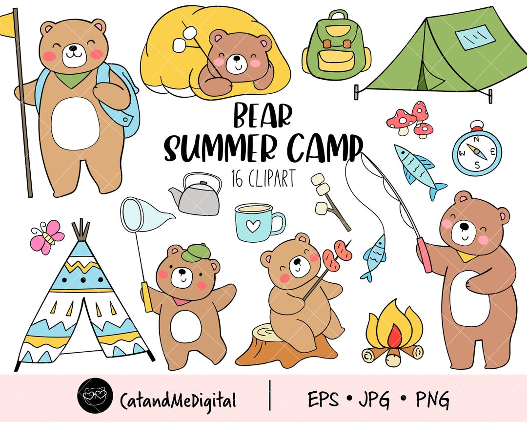 Bear Summer Camp Clipart Woodland Clip Art Summer Camp Clipart Camping ...