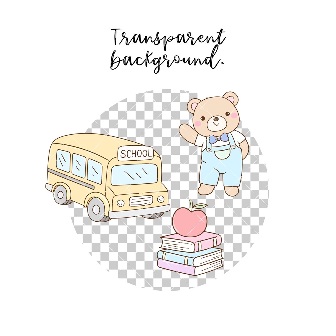 Back to School Clipart, Teddy Bear, Pastel School Supplies, Teacher Png ...