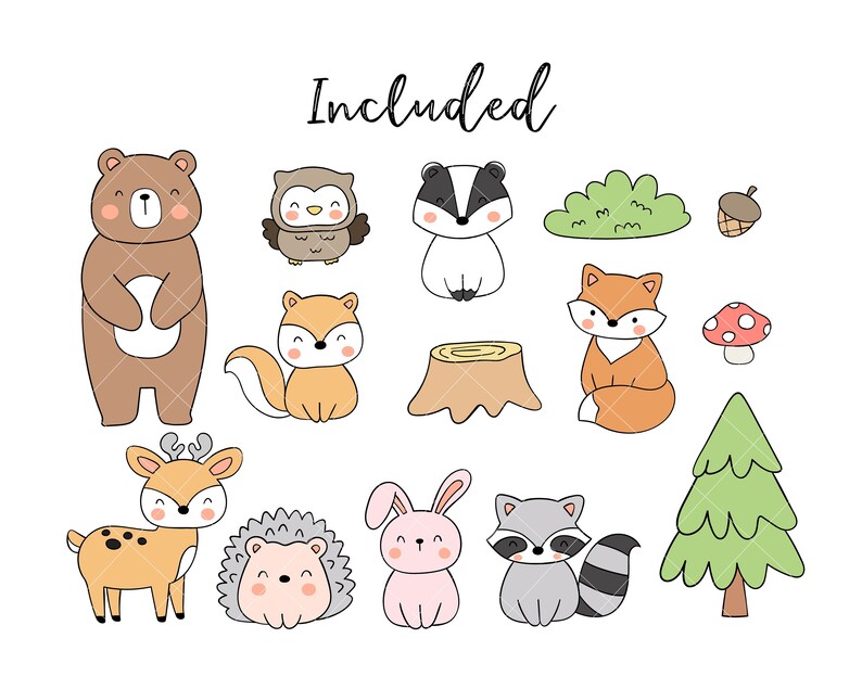 Woodland Animal Clipart Animal Clipart Forest Animal Clip Art - Etsy