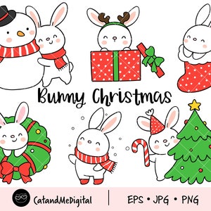 Bunny Christmas Clipart Rabbit Clipart Party Christmas Png Snowman ...