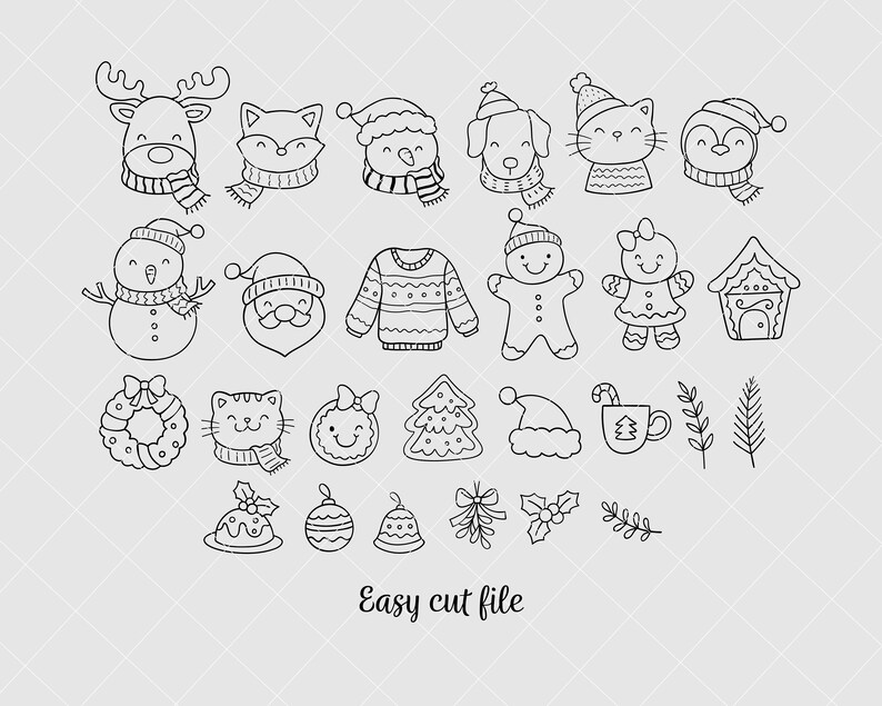 Doodle Winter Svg Christmas Svg Christmas Decoration Svg Doodle Svg ...
