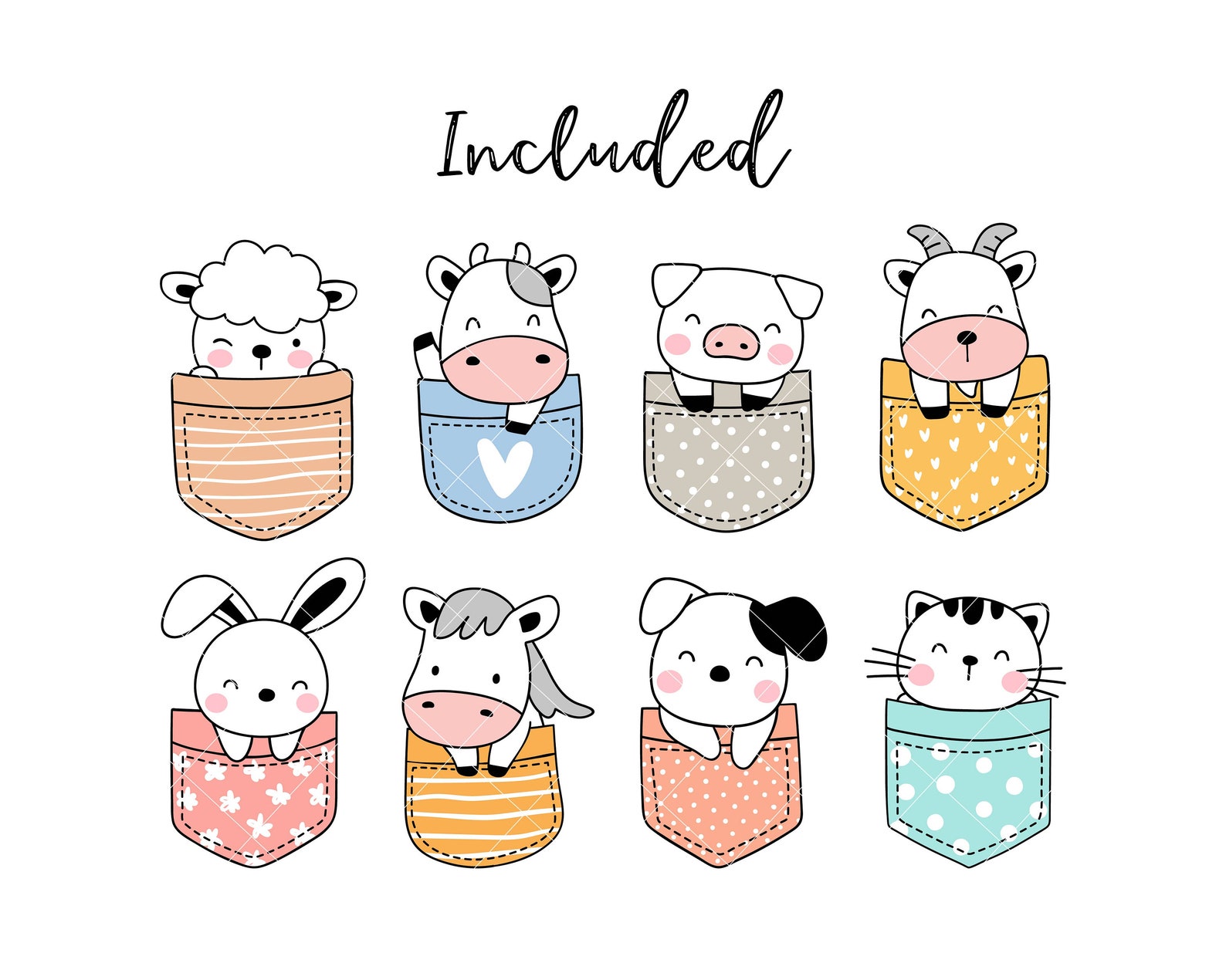 Pocket Animals Farm Clipart Farm Clipart Baby Nursery Animal - Etsy