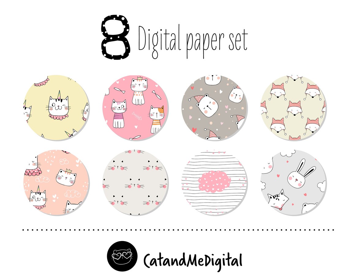 Happy Animals Digital Paper Pack Decoration Fabric Digital - Etsy