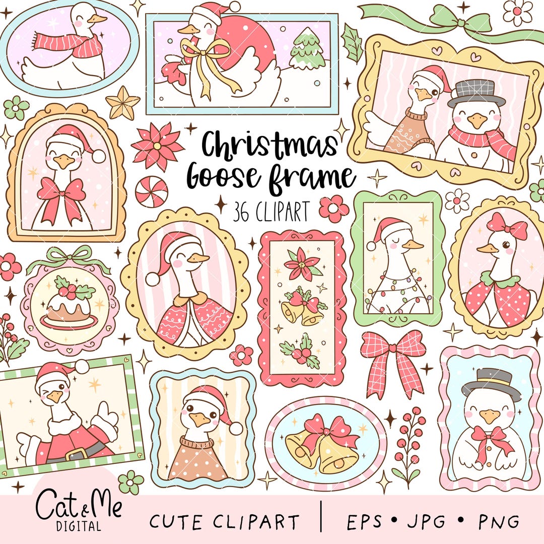 Christmas Goose Frames Clipart Silly Goose Clipart Winter Goose Png ...