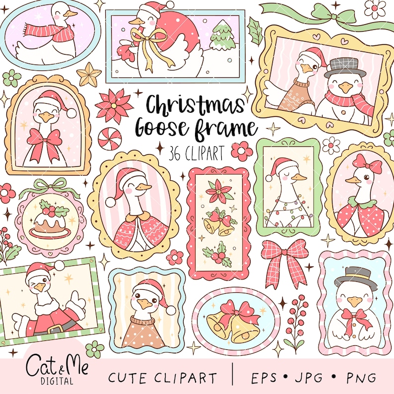 Christmas Goose Frames Clipart Silly Goose Clipart Winter Goose Png ...