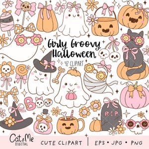 Girly Groovy Halloween Clipart Coquette Halloween Png Pink Bow Png ...