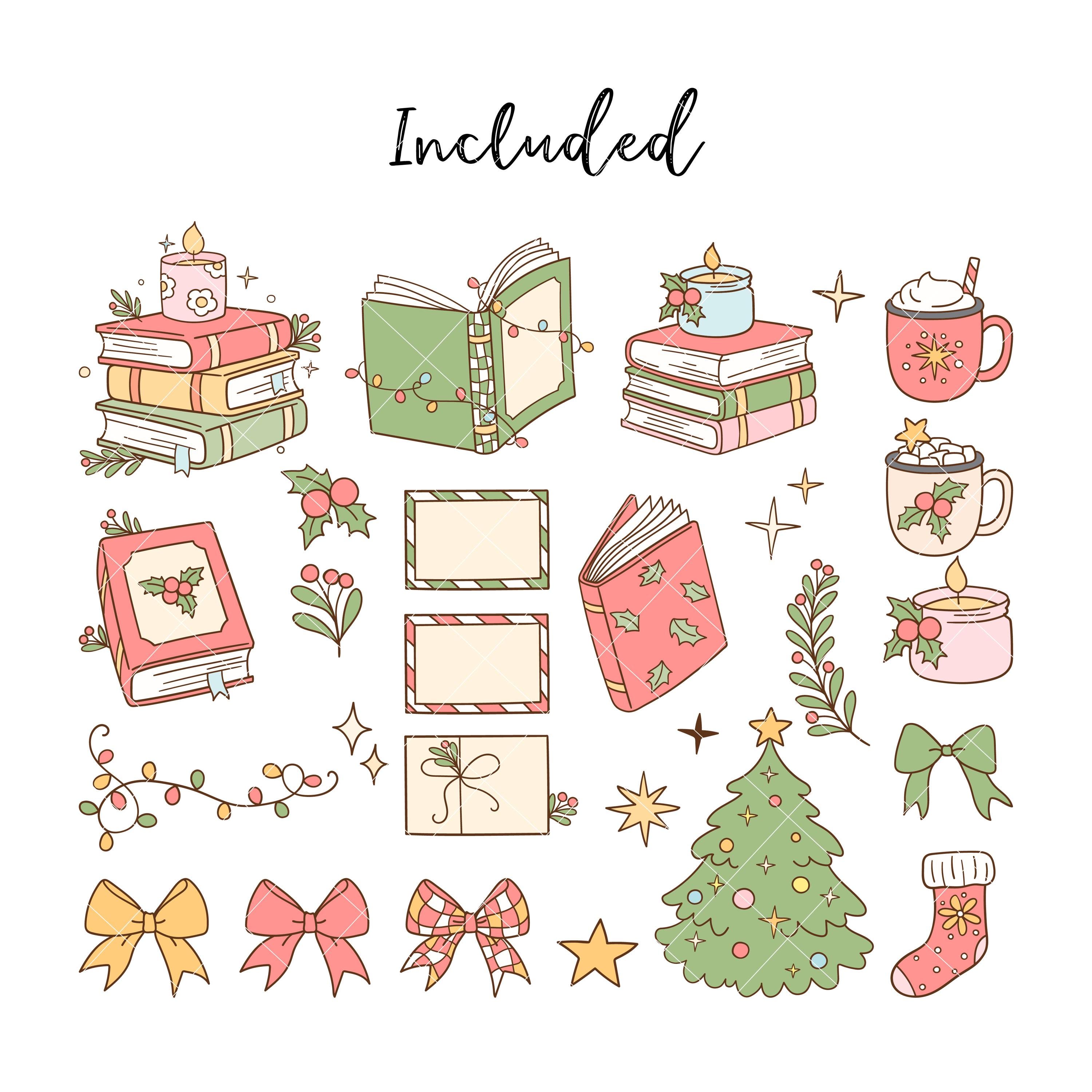 Christmas Bookish Clipart Groovy Bookish Png Cozy Readers Png Cozy ...