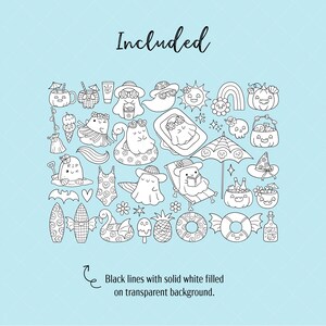 Doodle Spooky Summer Digital Stamp Groovy Summerween Png Creepy Beach ...