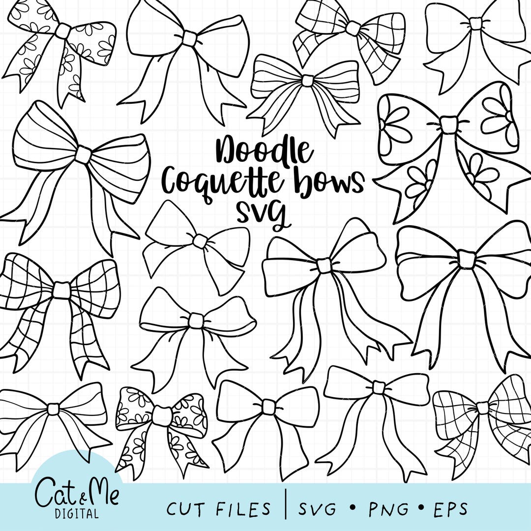 Coquette Bows Svg Doodle Ribbon Bow Svg Outline Coquette Svg ...