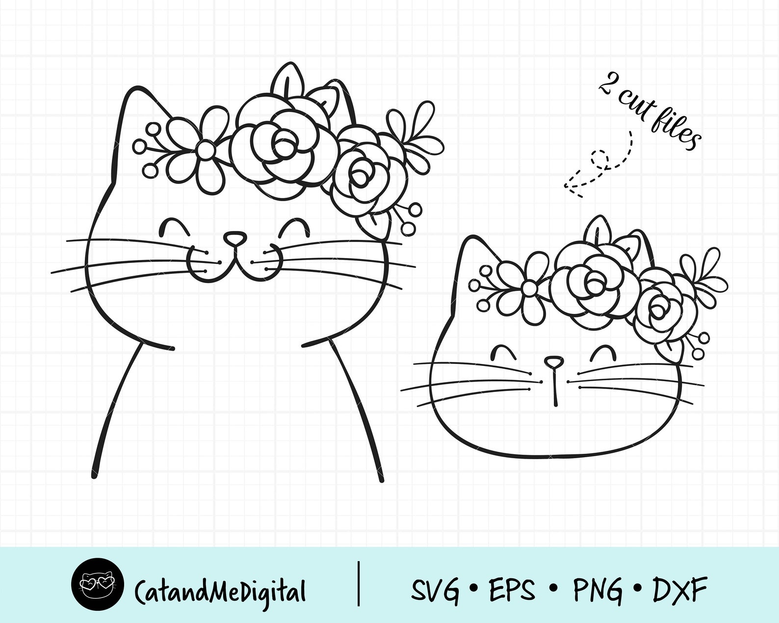 Cute Cat SVG Cat Cut File Cat With Flower Crown Svg Cat - Etsy