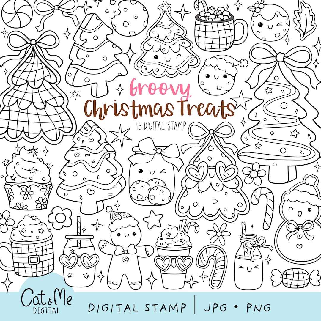 Groovy Christmas Treats Digital Stamp Coquette Christmas Coloring ...