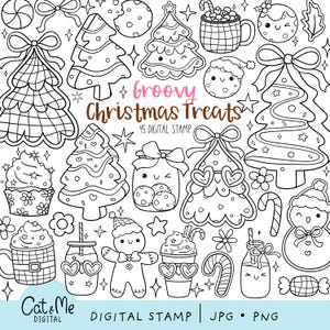 Groovy Christmas Treats Digital Stamp Coquette Christmas Coloring ...