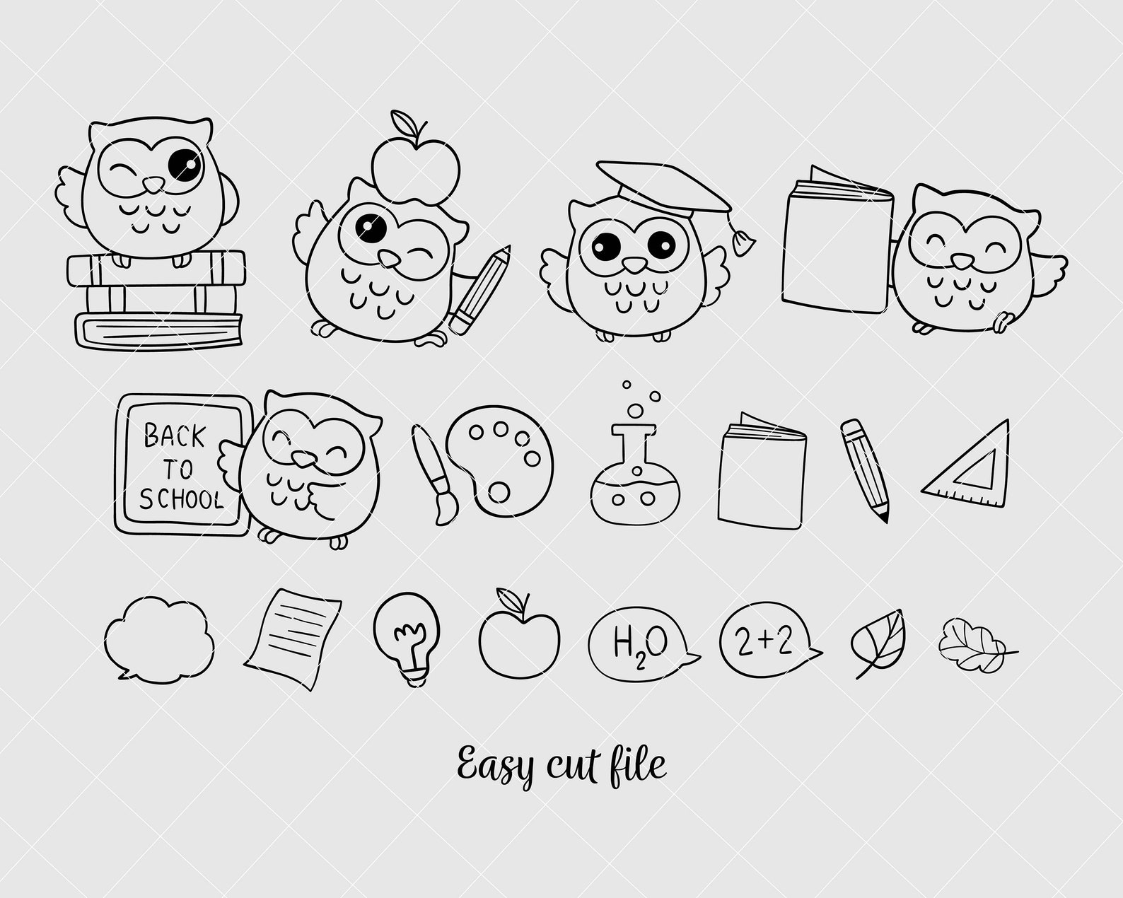 Back to school owls svg Owls clipart Graduate owl Owl outline | Etsy