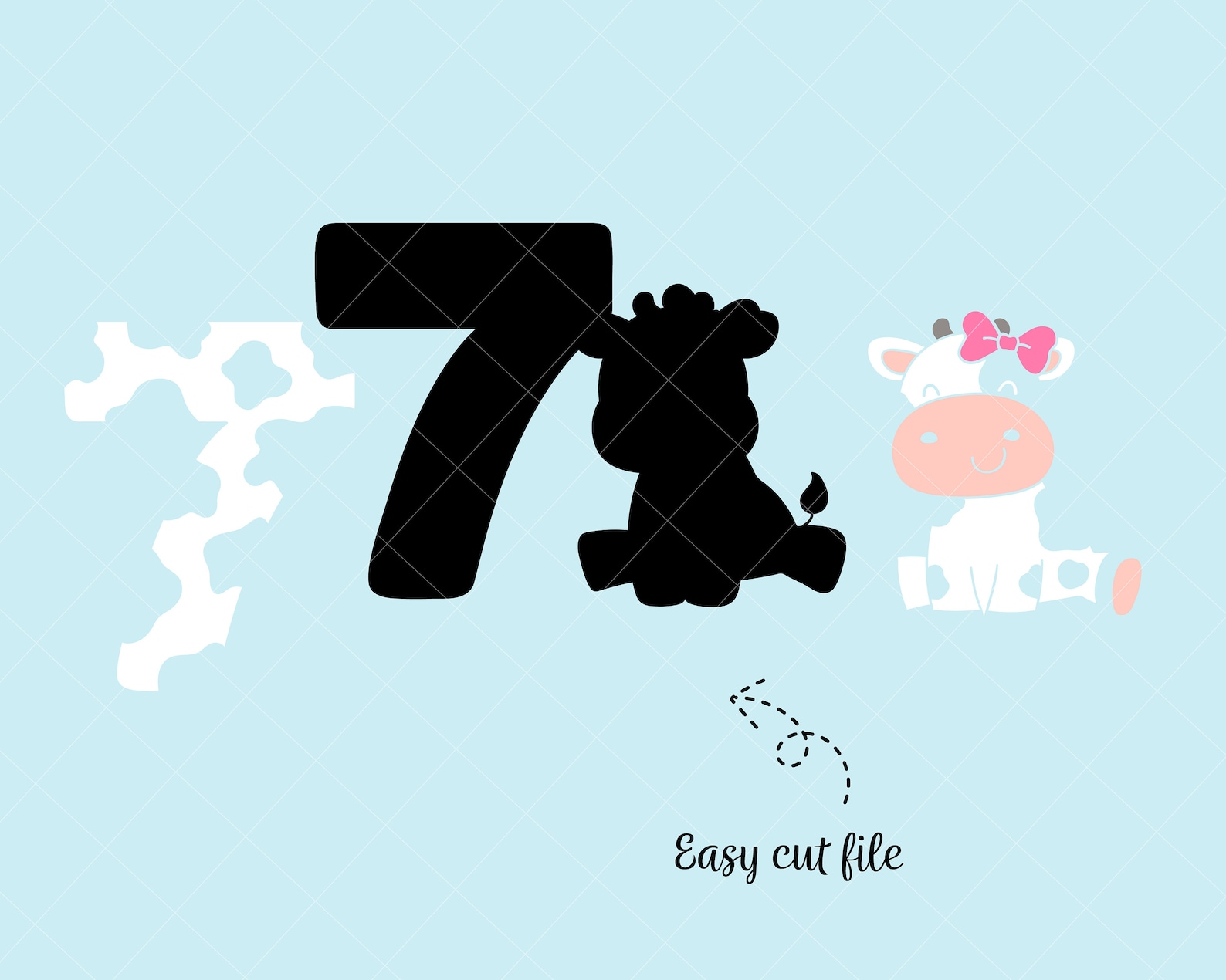 Cow Number Seven Birthday Svg 7th Birthday Svg Cow Print Svg Birthday ...
