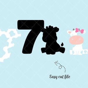 Cow Number Seven Birthday Svg 7th Birthday Svg Cow Print Svg Birthday ...