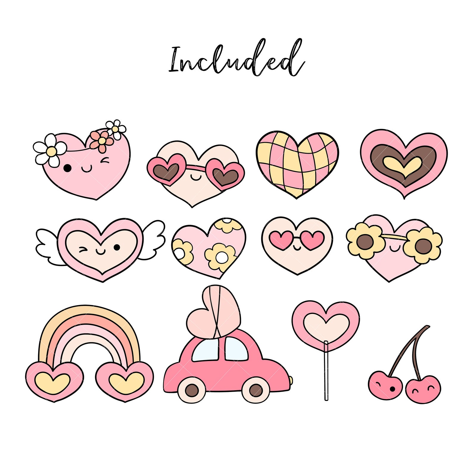 Retro Groovy Valentine Clipart Valentine's Day Clipart Hippie Love Png ...