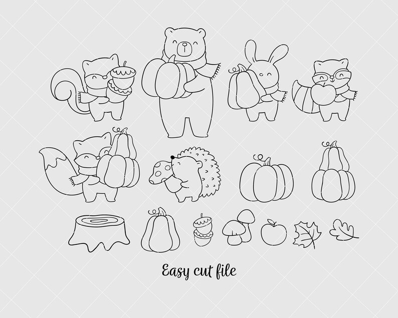 Fall Woodland Svg Autumn Svg Fall Clipart Outline Woodland Svg - Etsy