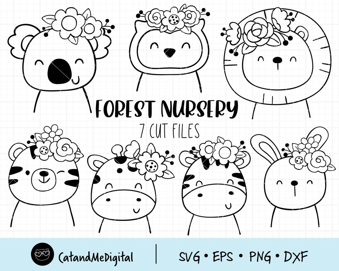 Forest Nursery Svg Forest Svg Outline Woodland Svg Forest - Etsy