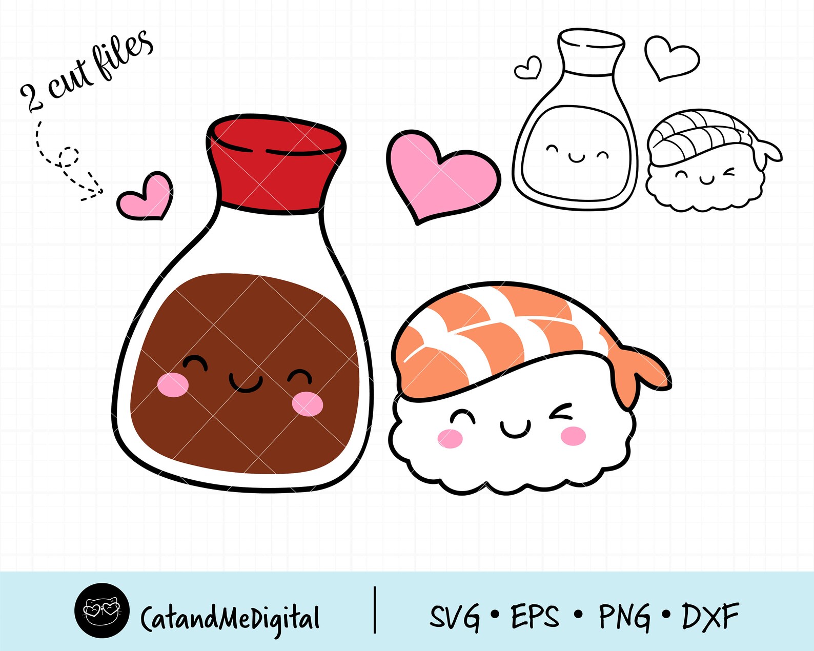 Kawaii Sushi Svg Sushi Clipart Japanese Food Svg Sushi Png Soy - Etsy