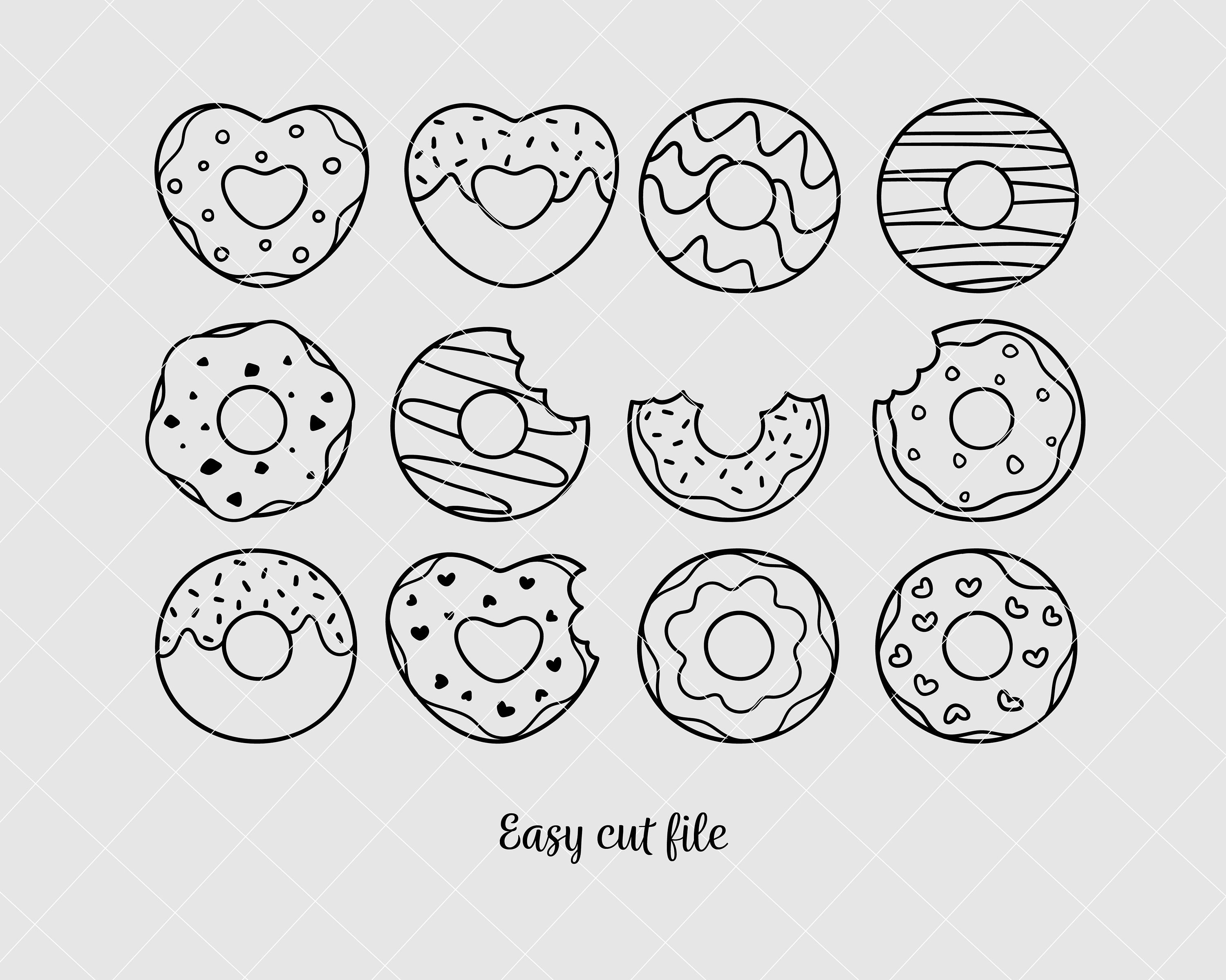 Doodle Donut Svg Donut Clipart Doughnut Svg Kawaii Food Svg - Etsy