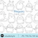Penguin Digital Stamp Doodle Penguin Christmas Clipart Penguin Winter ...