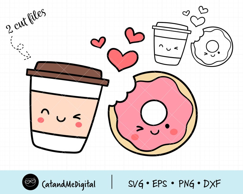 Coffee Donut Svg Donut Clipart Coffee Clipart Coffee Cup Svg Couple ...
