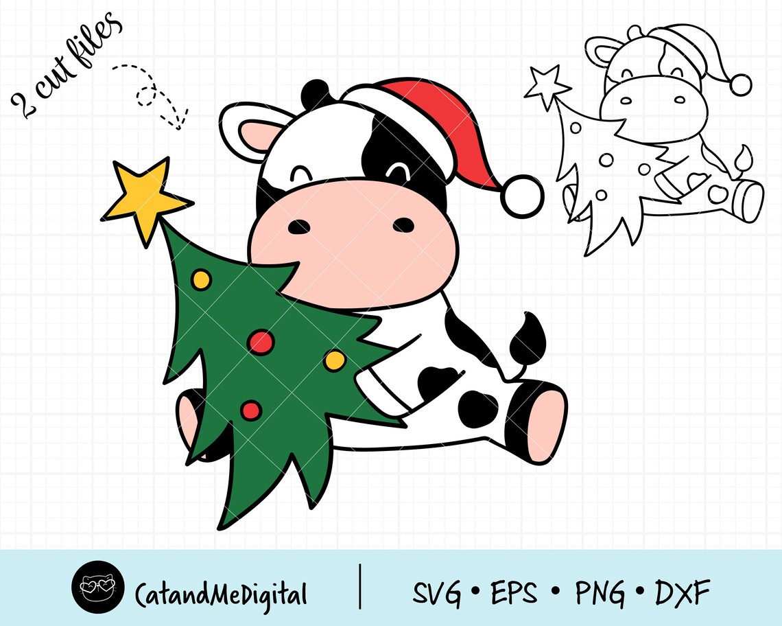 Baby Cow Christmas Svg Cow Print Svg Animal Farm Svg Christmas - Etsy