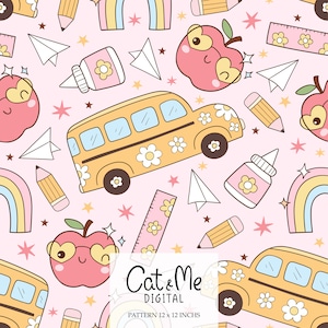 Retro Back to School Seamless Groovy Teacher Pattern School Kids ...