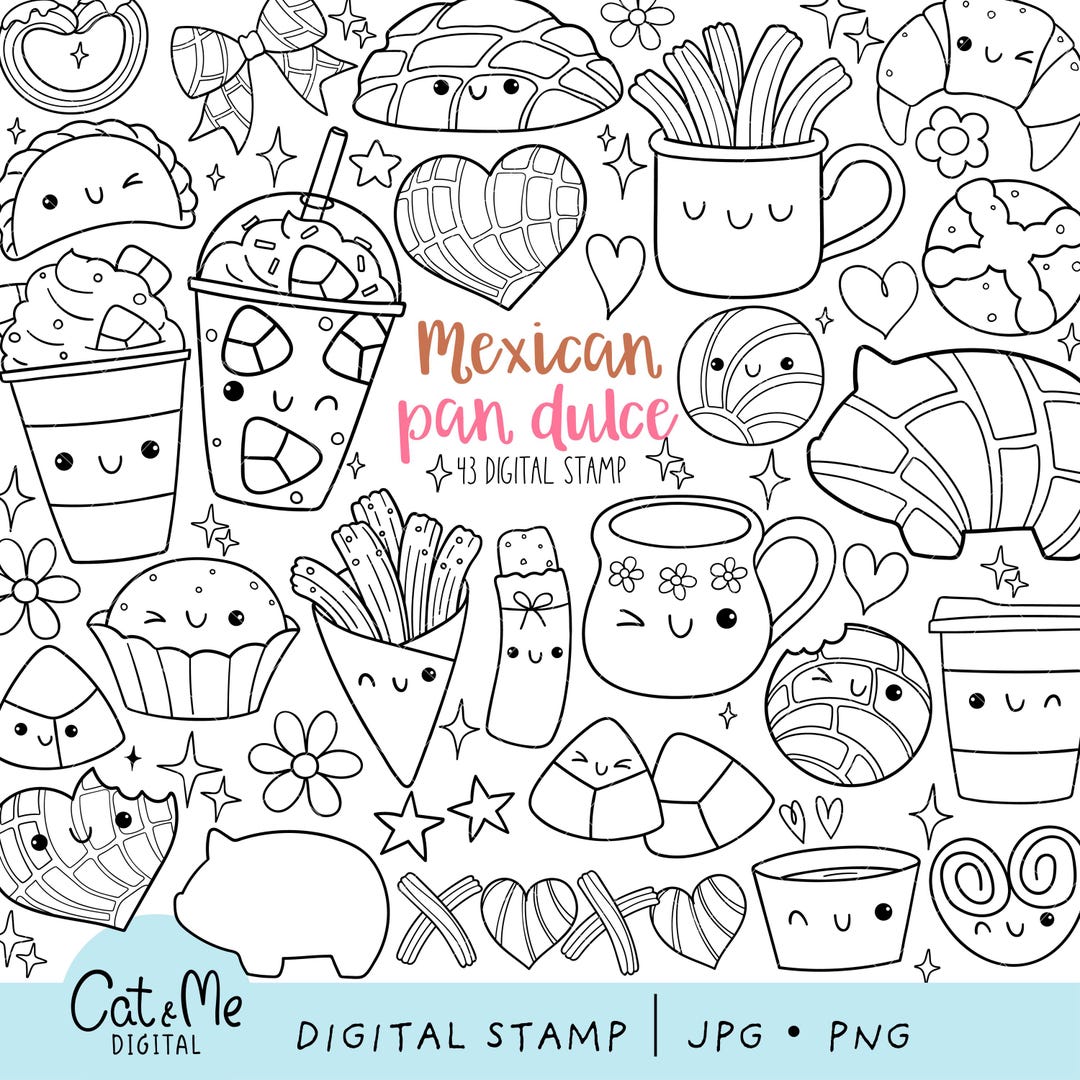 Mexican Pan Dulce Digital Stamp Mexican Sweet Bread Png Doodle Dessert ...