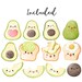 Watercolor Avocados Clipart Avocado Cartoon Fruit Clipart Vegan Food ...