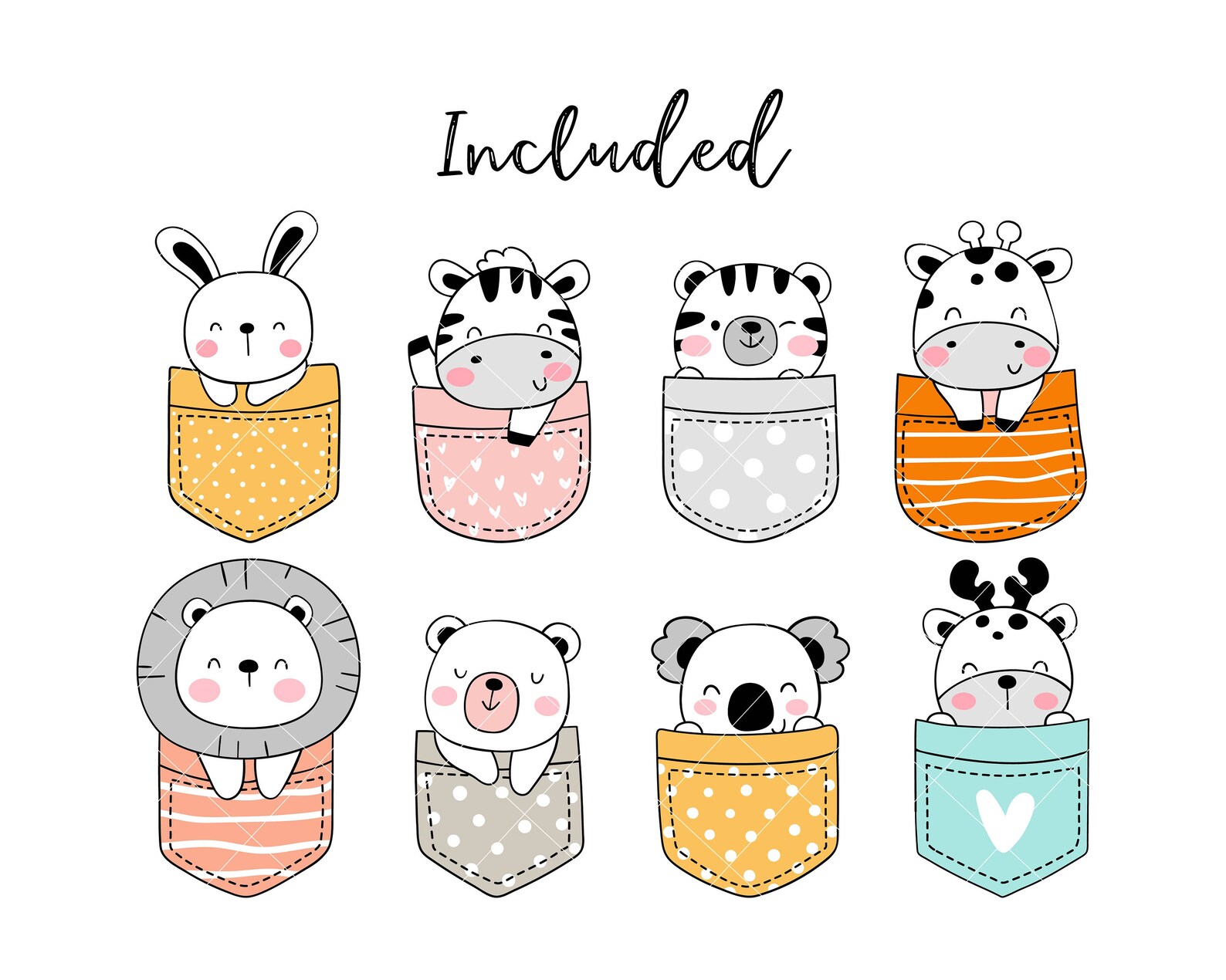 Pocket Animal Clipart Forest Animal Clipart Baby Woodland - Etsy