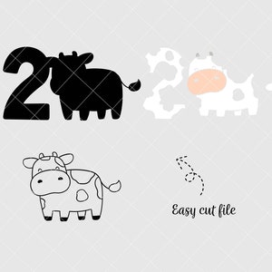 Cute Cow Birthday Svg Two Birthday Svg Birthday Boy Svg Kid Cow Svg ...