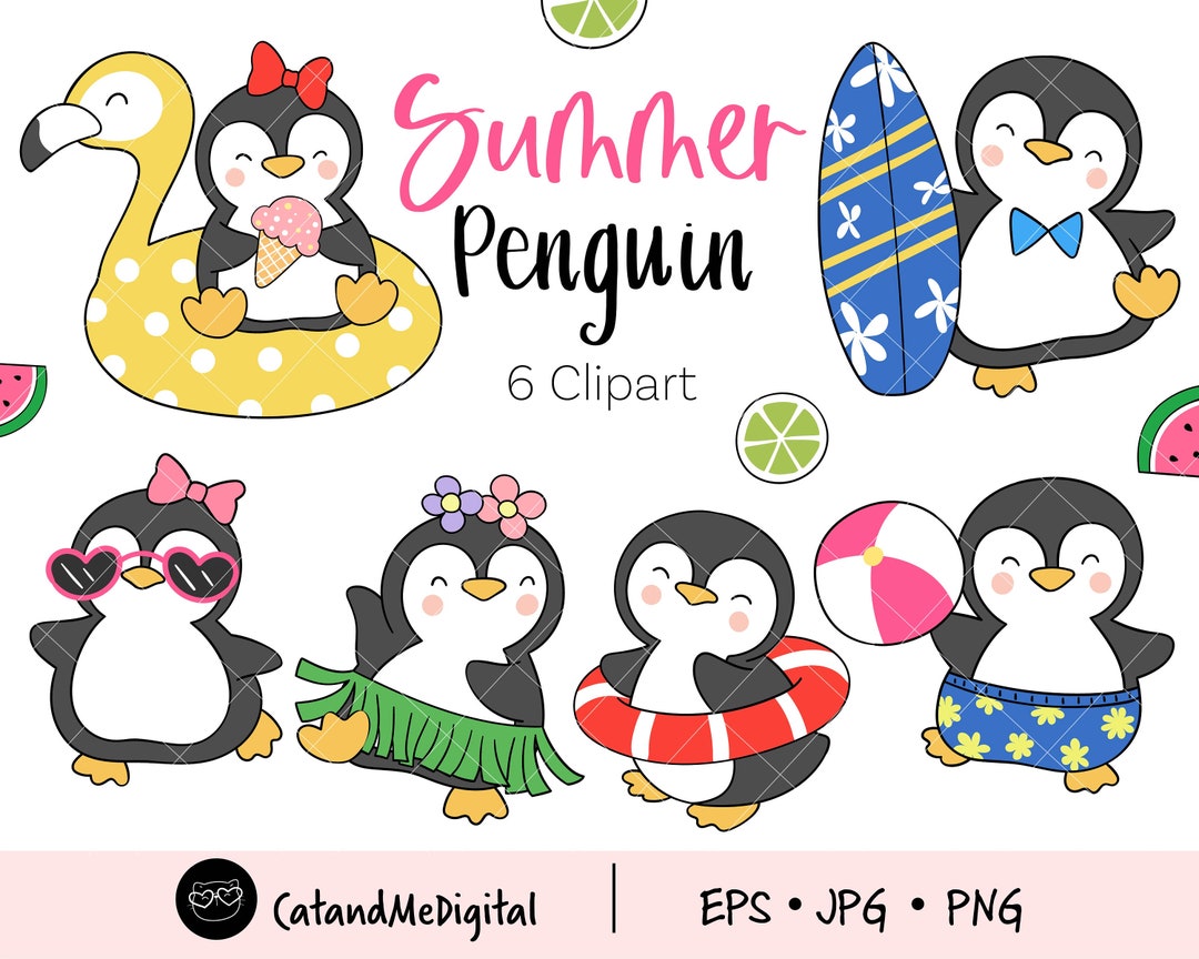 Summer Penguin Clipart Penguins Digital Clipart Summer Animal Png ...