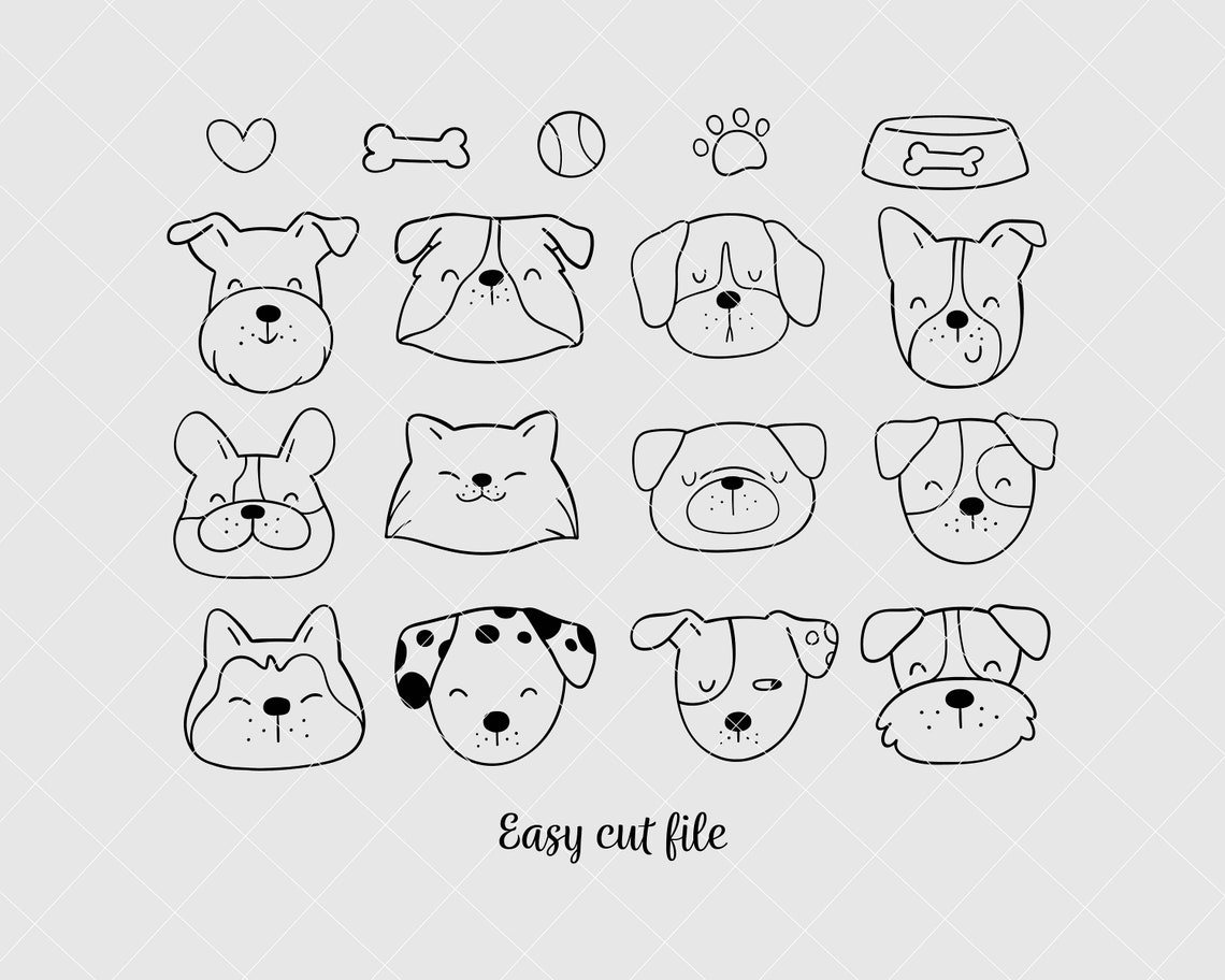 Dog face svg Puppy svg Dog svg Outline animal svg Dog lover | Etsy