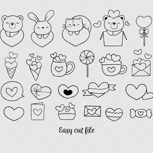 Doodle Valentines Svg Valentines Clipart Love Svg Animal Svg Heart Svg ...