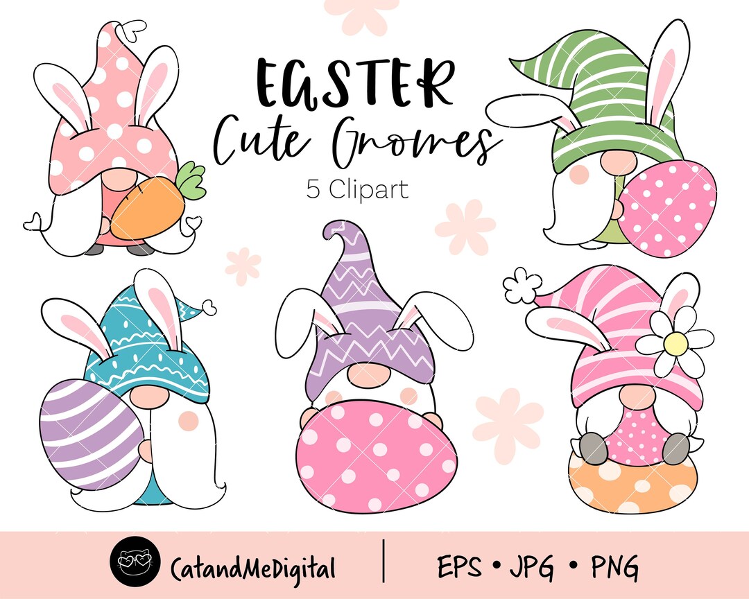 Easter Bunny Gnome Clipart Easter Clipart Spring Gnome Nordic Gnomes ...