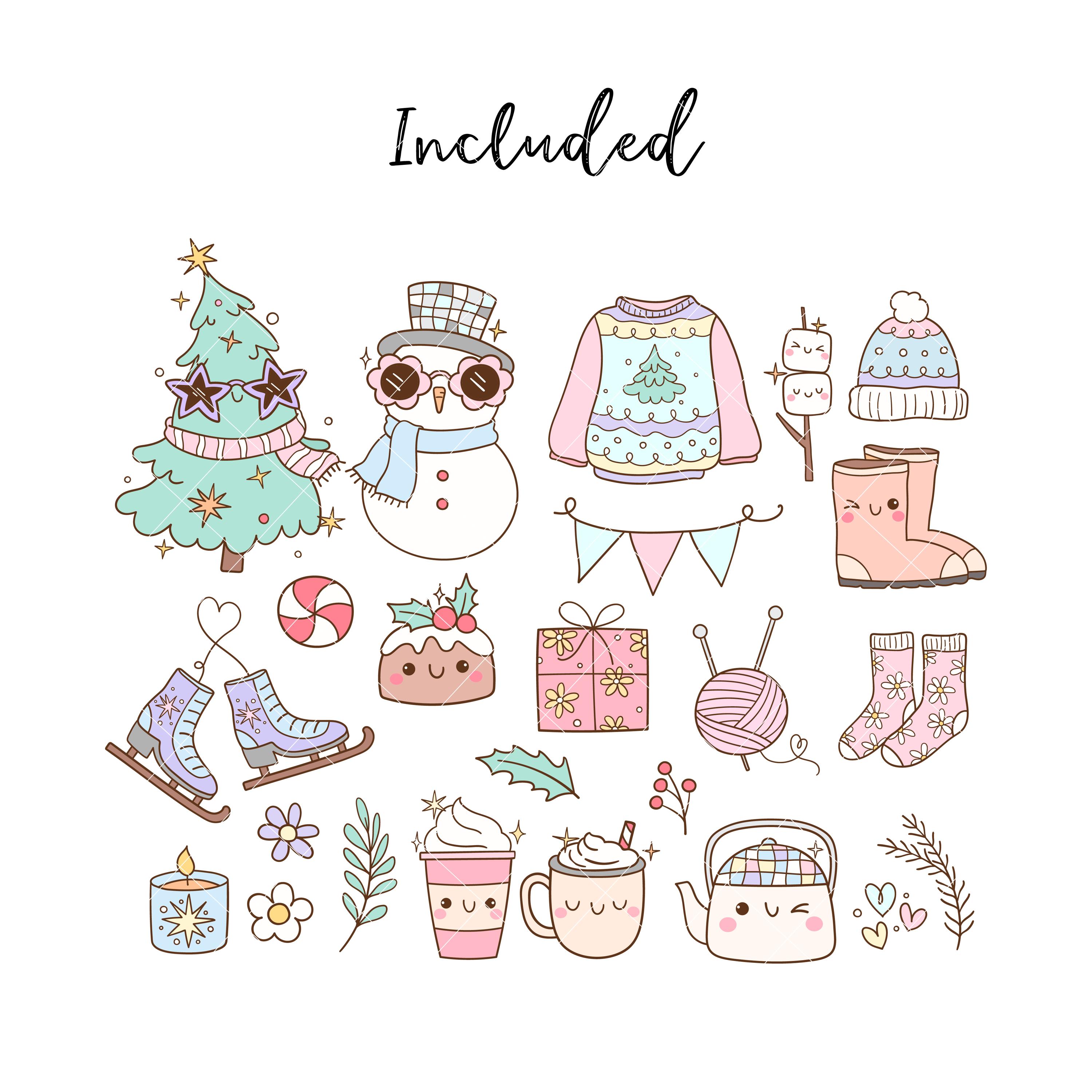 Groovy Retro Winter Clipart Christmas Clipart Winter Vibes Png Pastel ...