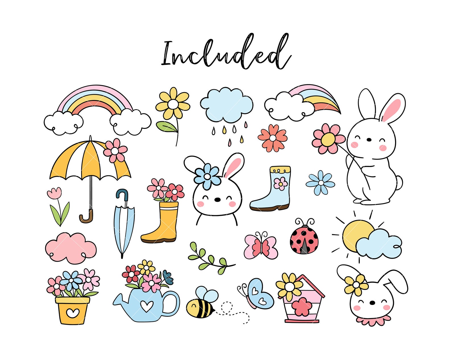 Doodle Spring Clipart Spring Clipart Spring Png Easter Clipart - Etsy