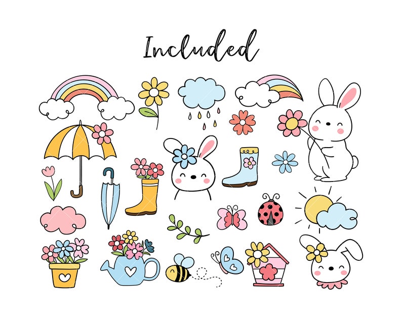 Doodle Spring Clipart Spring Clipart Spring Png Easter Clipart - Etsy
