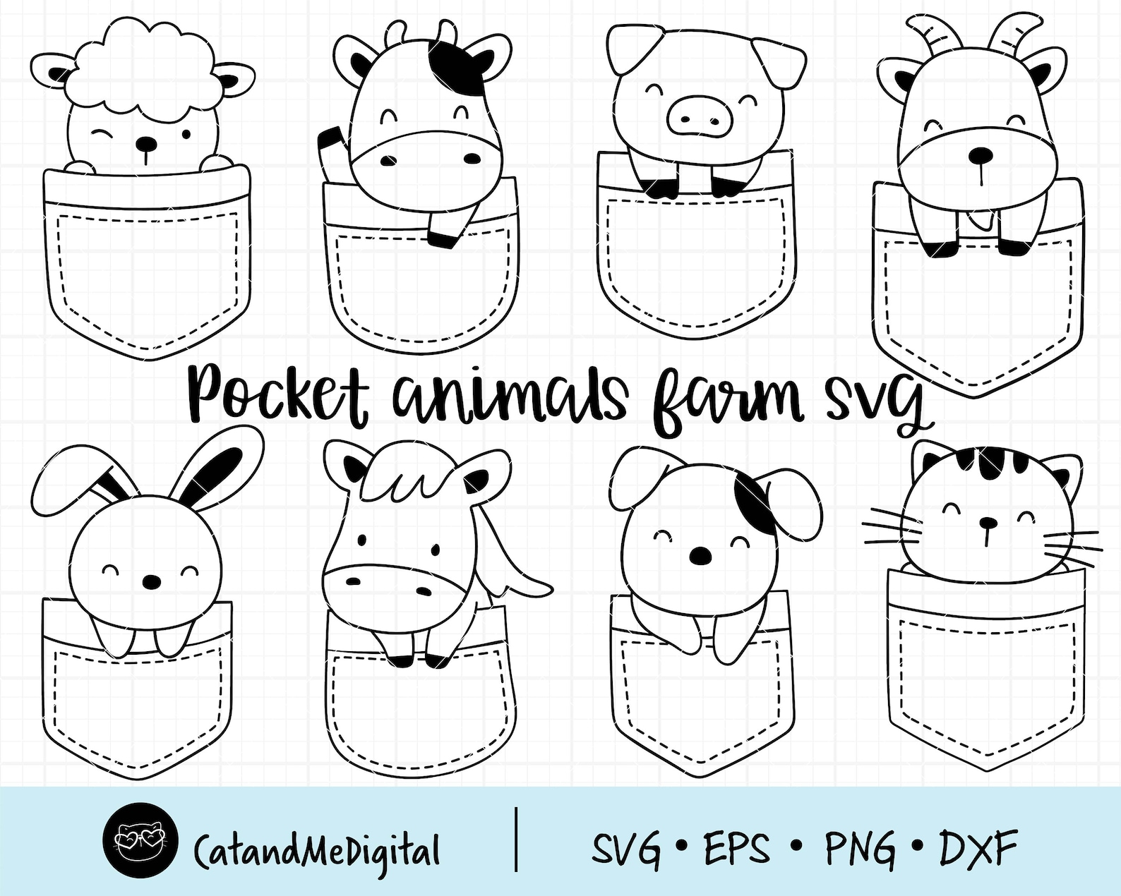 Pocket Animal Farm Svg Farm Svg Outline Farm Clipart Kids Shirt ...