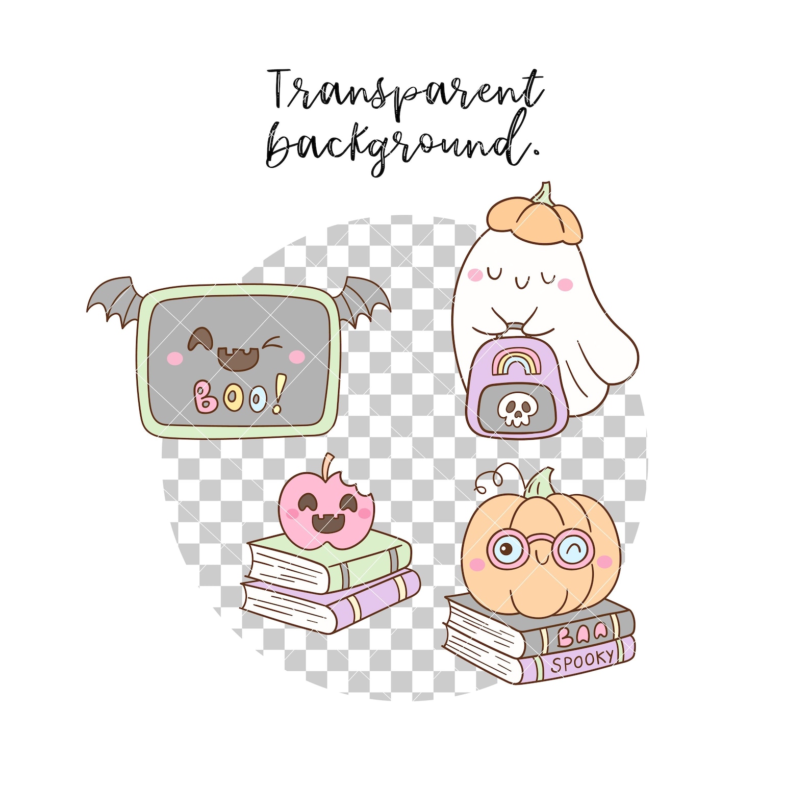 Spooky School Clipart Pastel Back to School Png School Halloween Png ...