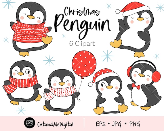 Penguin Clipart Christmas Clipart Bird Clipart Arctic Animal | Etsy