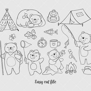 Bear Summer Camp Svg Outline Woodland Svg Summer Png Happy Camper Svg ...